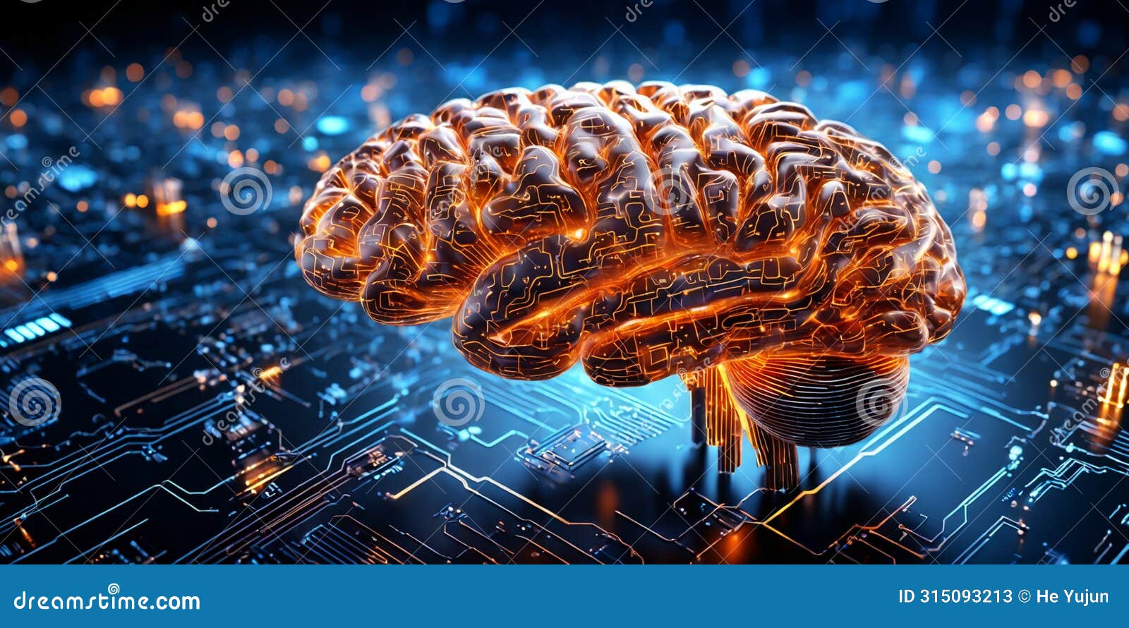 Neurological AI Data: Electronic Brain Concept In Cyberspace Stock ...