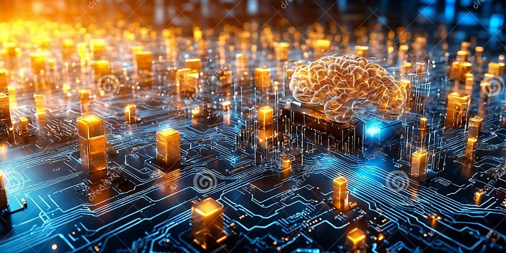 Artificial Intelligence Neurological Data Brain,Industrial Brain,Gpu Stock Image - Image of ...