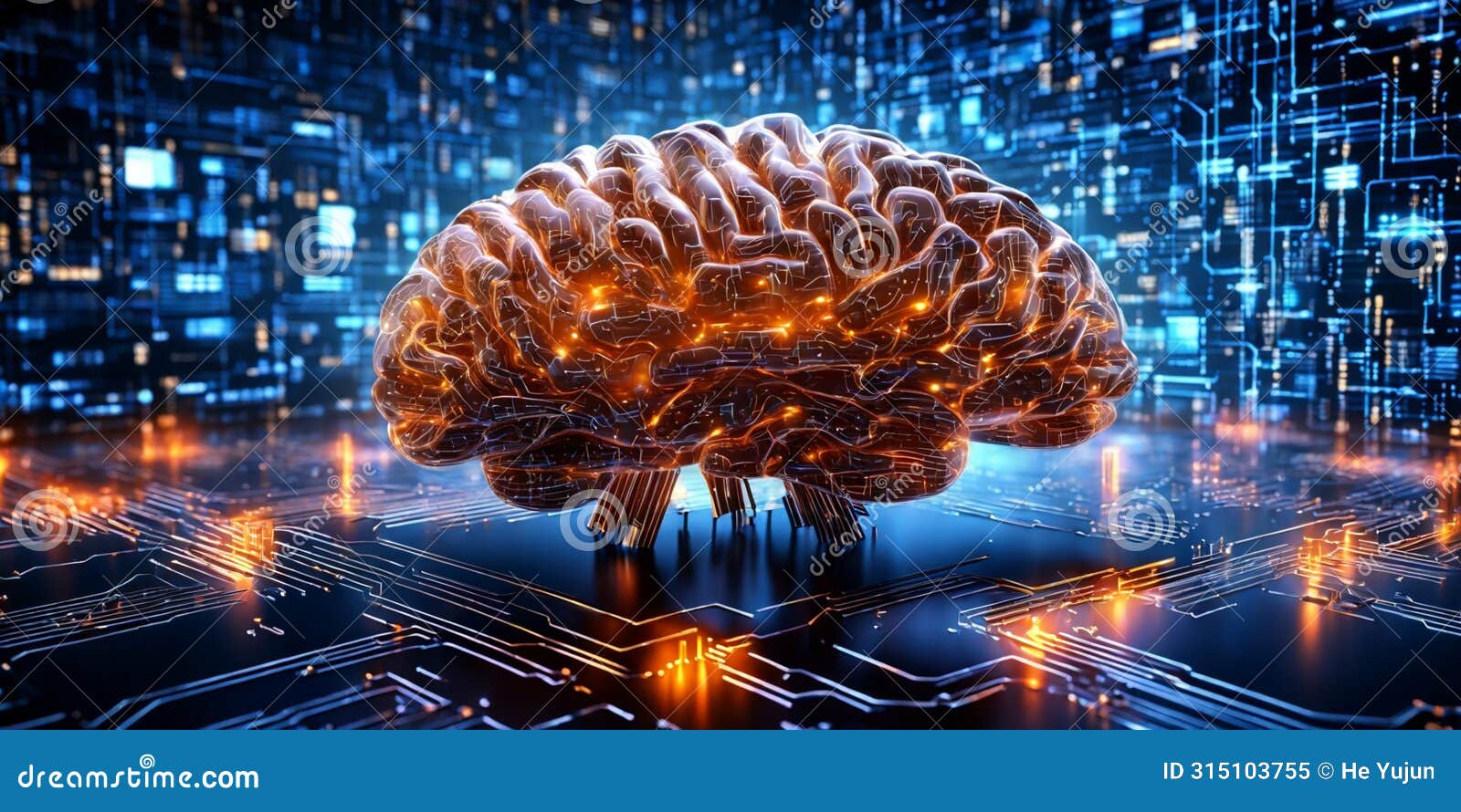Artificial Intelligence Neurological Data Brain,Industrial Brain,Gpu Stock Image - Image of ...