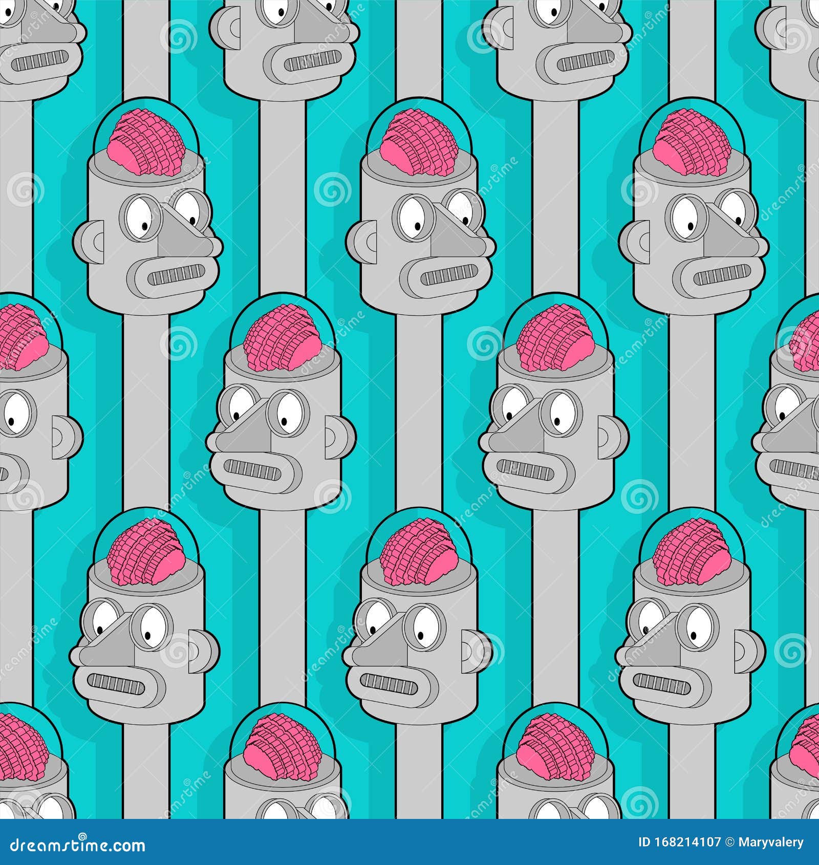 Artificial Intelligence Pattern Seamless. Robot with Brain Background ...