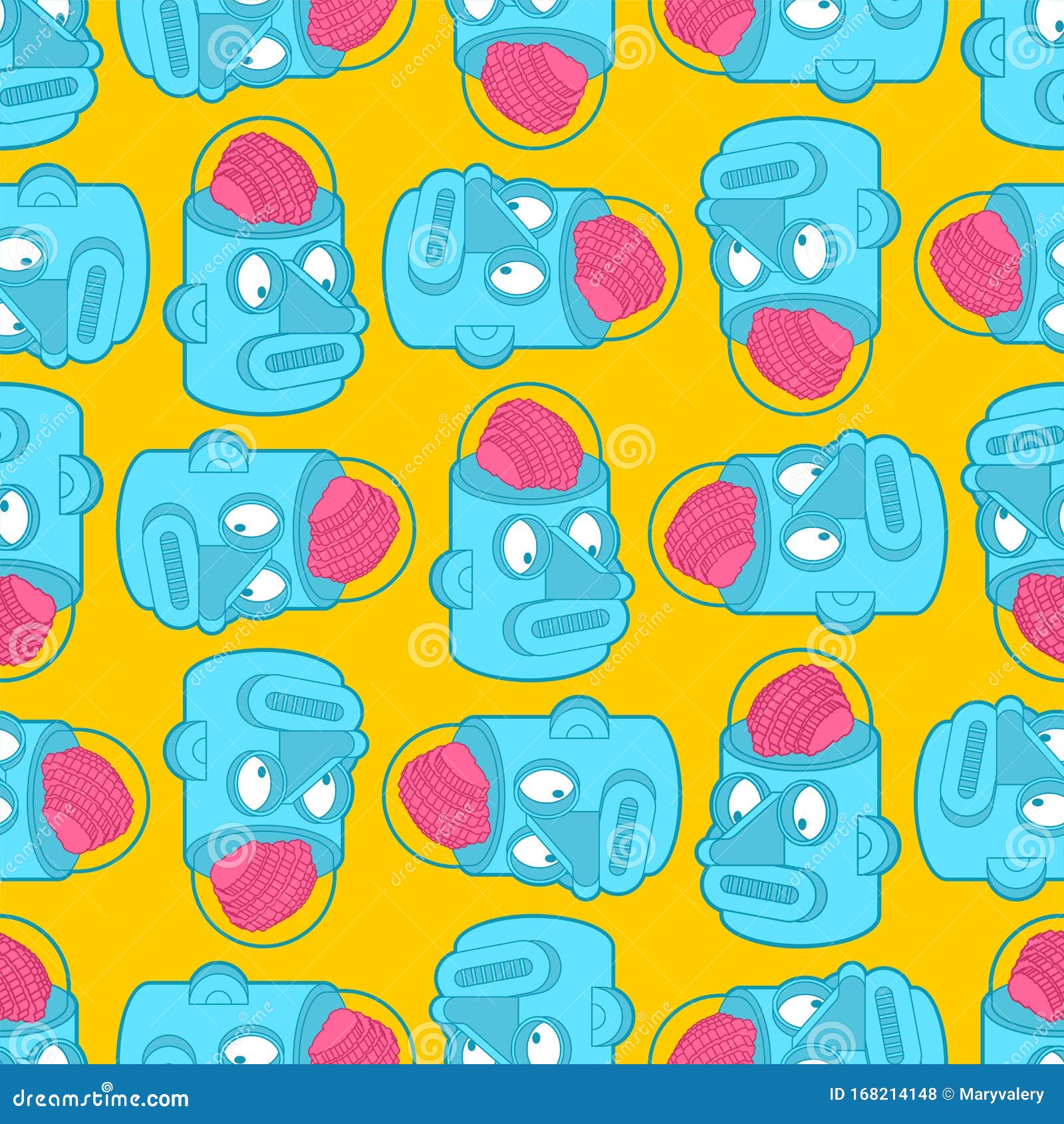 Artificial Intelligence Pattern Seamless. Robot With Brain Background ...