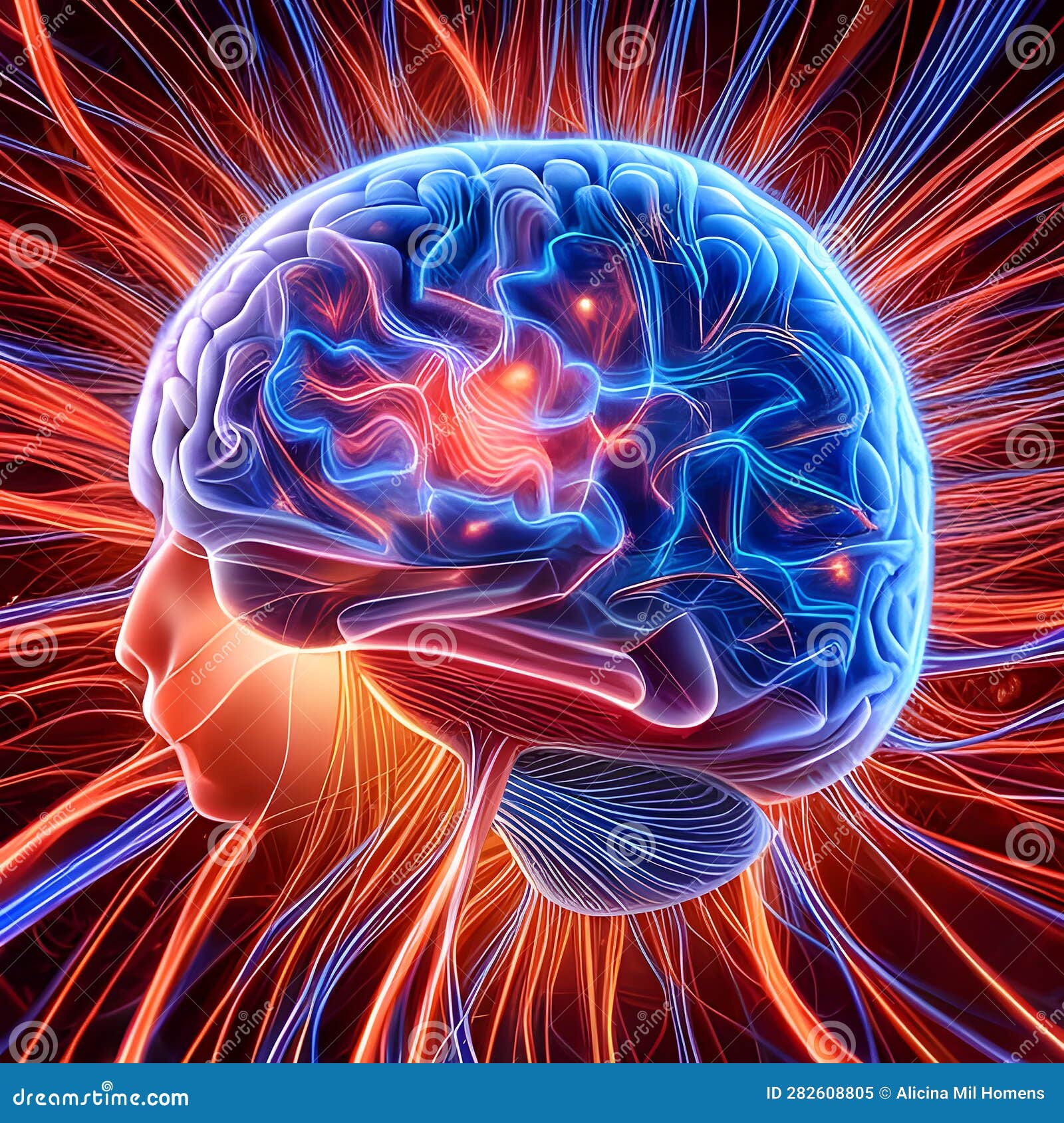 Artificial Intelligence, Processing Big Data, Digital Brain, Created with AI Generator Stock ...