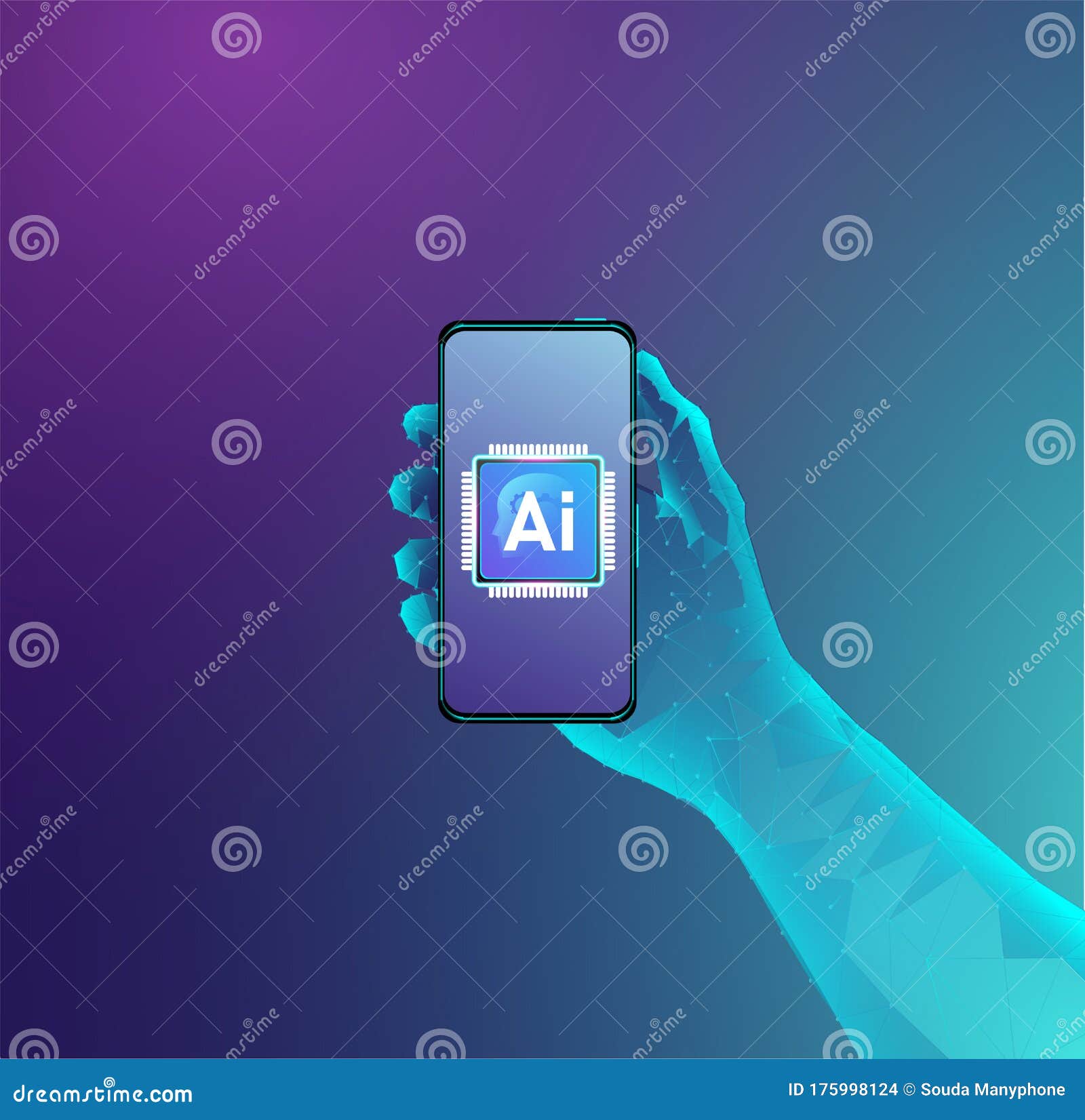 Artificial Intelligence Processor on Holding Phone Concept Design, Ai ...