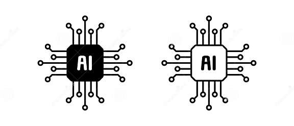 Artificial Intelligence Processor Vector Icon Set. Mini AI Chipset ...