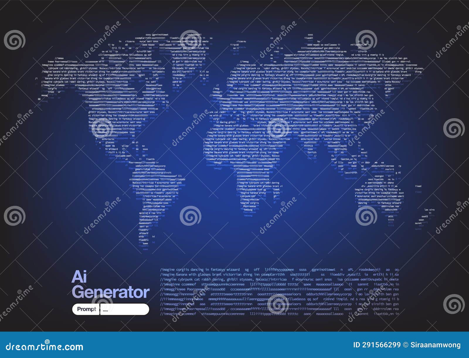 Artificial Intelligence Prompt Typography with Wolrd Map Stock ... Artificial Intelligence Prompt Typography with Wolrd Map Stock ...