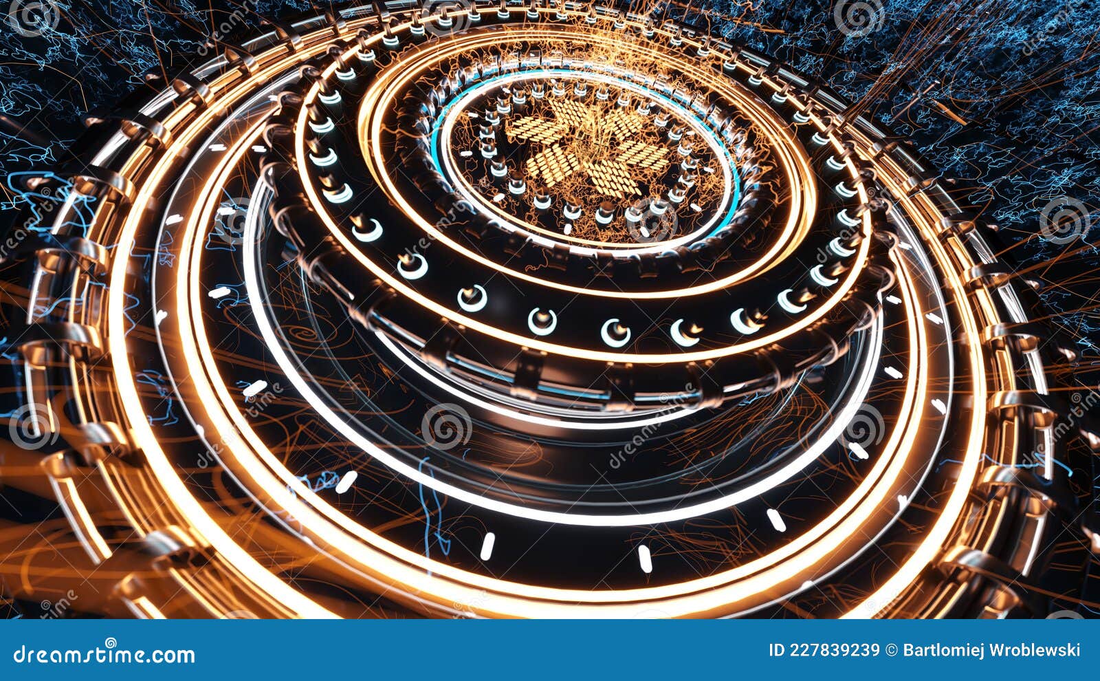 Artificial Intelligence Quantum Processor Close Up Stock Illustration ...