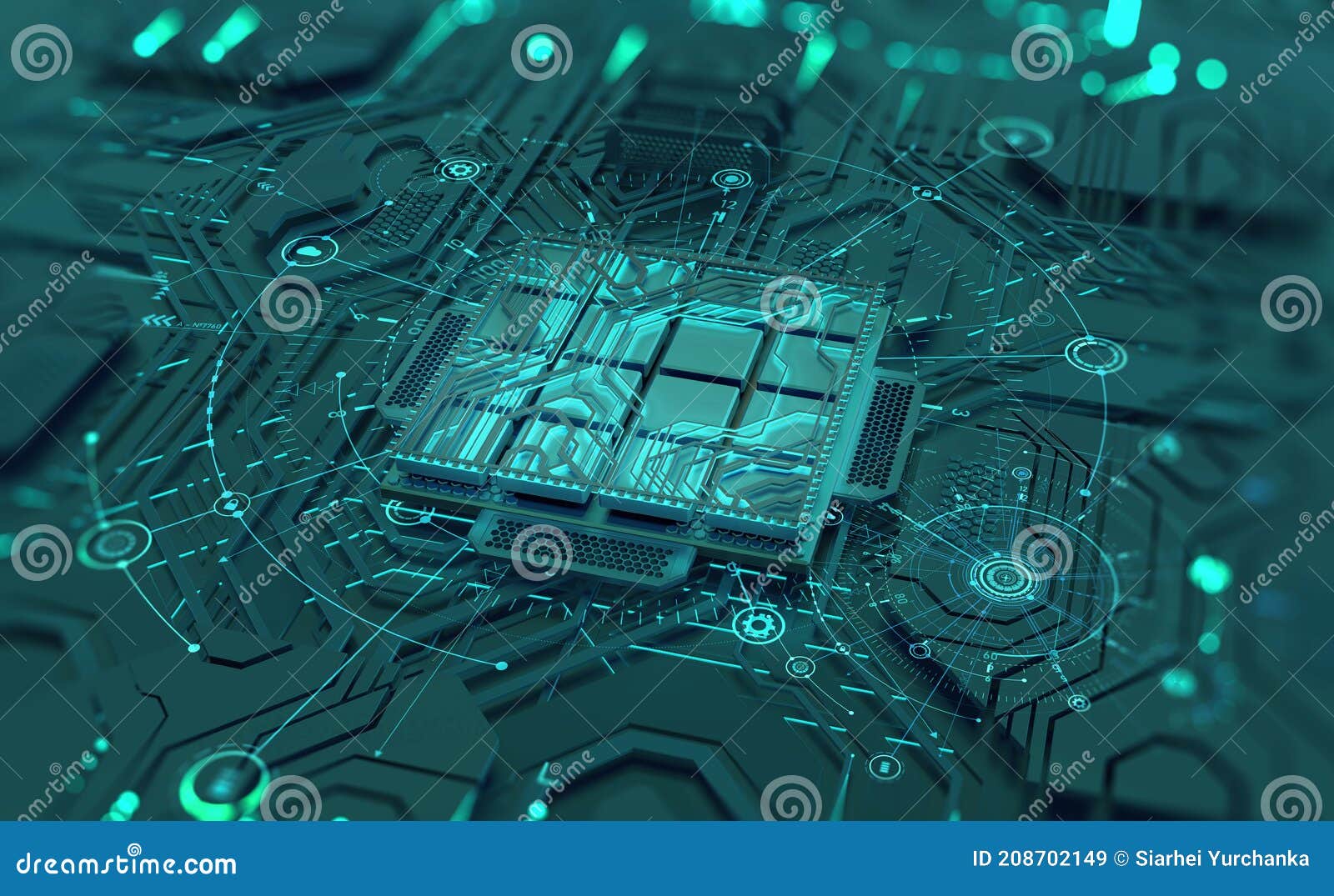 Artificial Intelligence. Quantum Processor CPU Futuristic Computer Circuit Stock Illustration ...