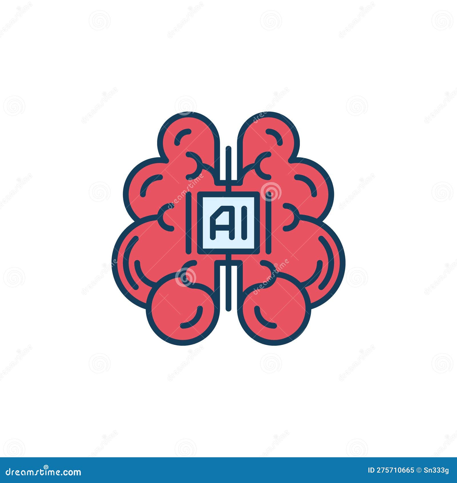Artificial Intelligence Red Brain Vector AI Mind Concept Colored Icon ...