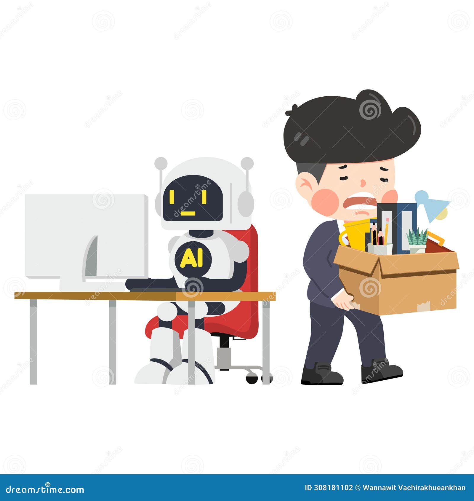 Human Employee Vs Ai Artificial Intelligence Versus Comparison Opposite ...