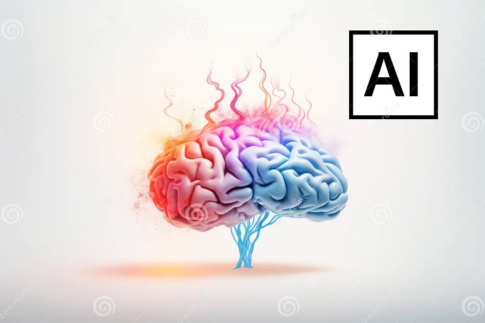 Artificial Intelligence Represented by a Colorful Human Brain Stock ...