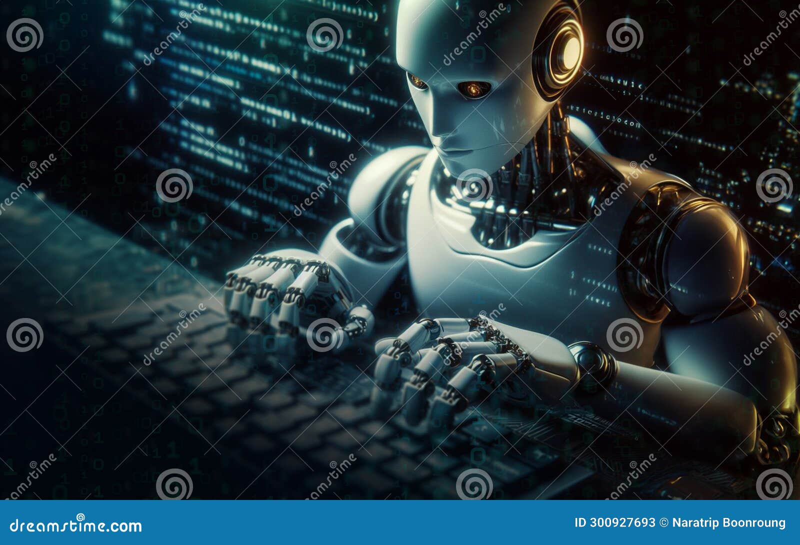 Artificial Intelligence Robot Ai Hacking Ai Database Error Hacker Binary Code Background