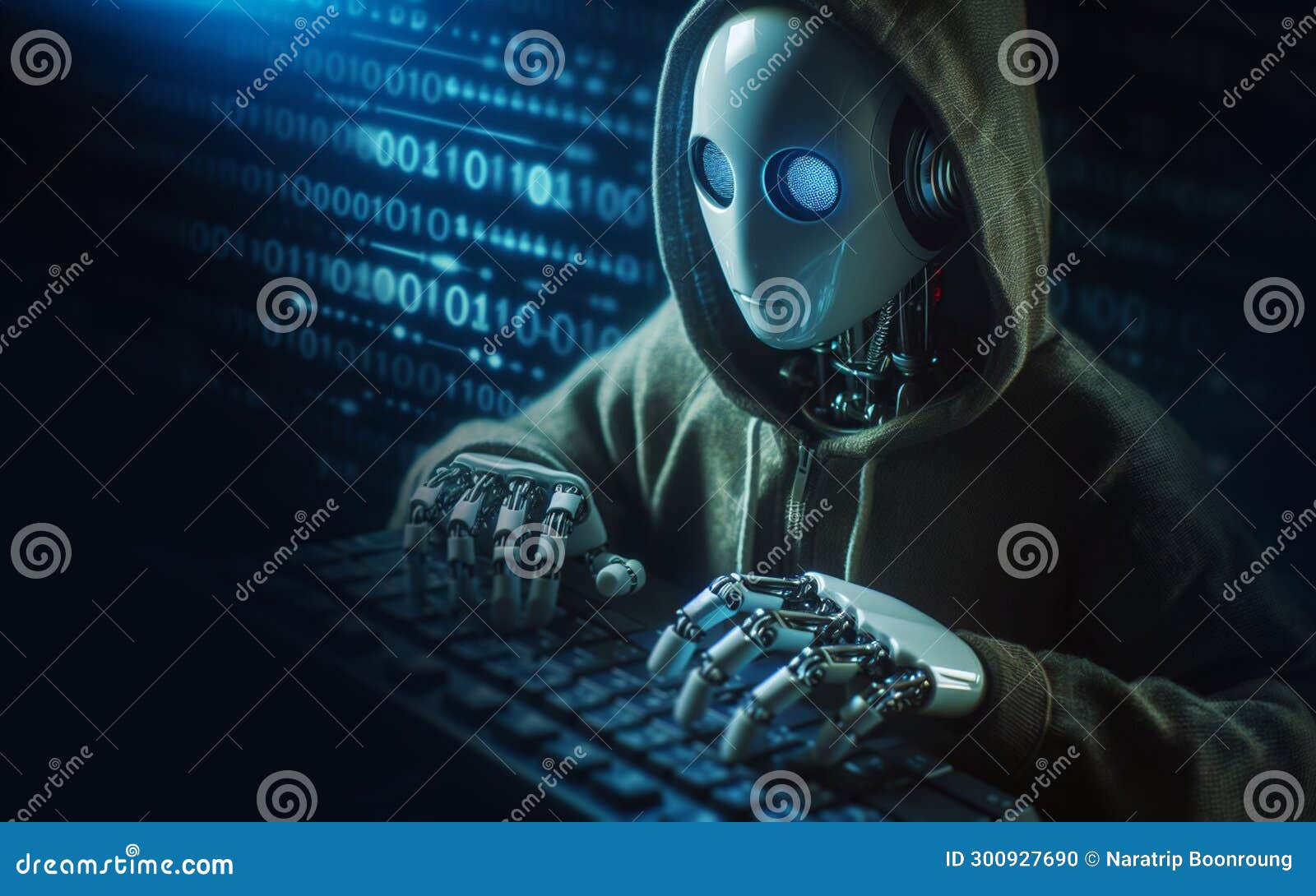 Artificial Intelligence Robot Ai Hacking Ai Database Error Hacker Binary Code Background