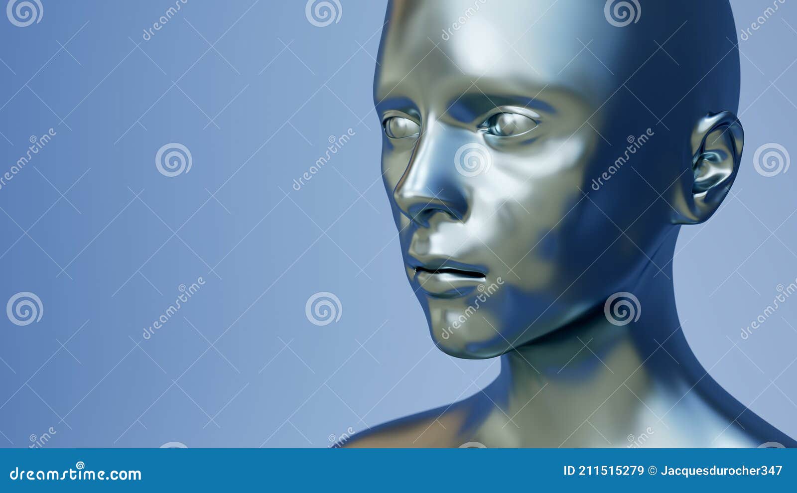 Metal Android Head Machine Artificial Intelligence 3D Illustration ...