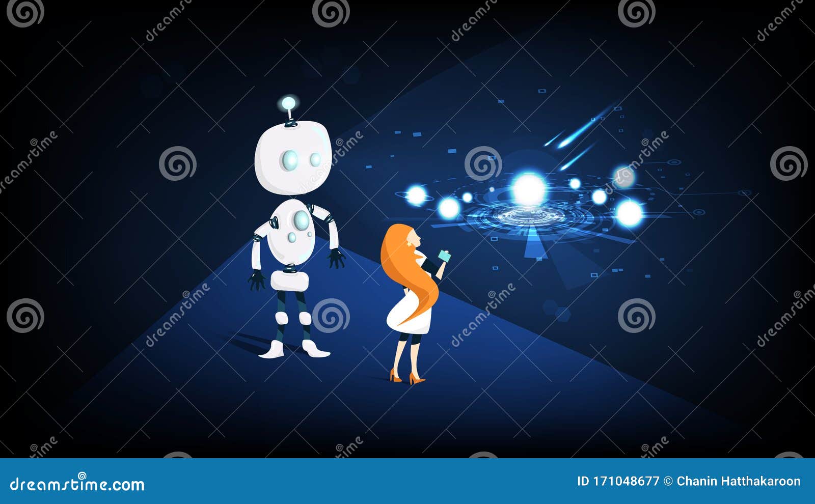 Artificial Intelligence, Robot with Astronaut, Galaxy and Space ...