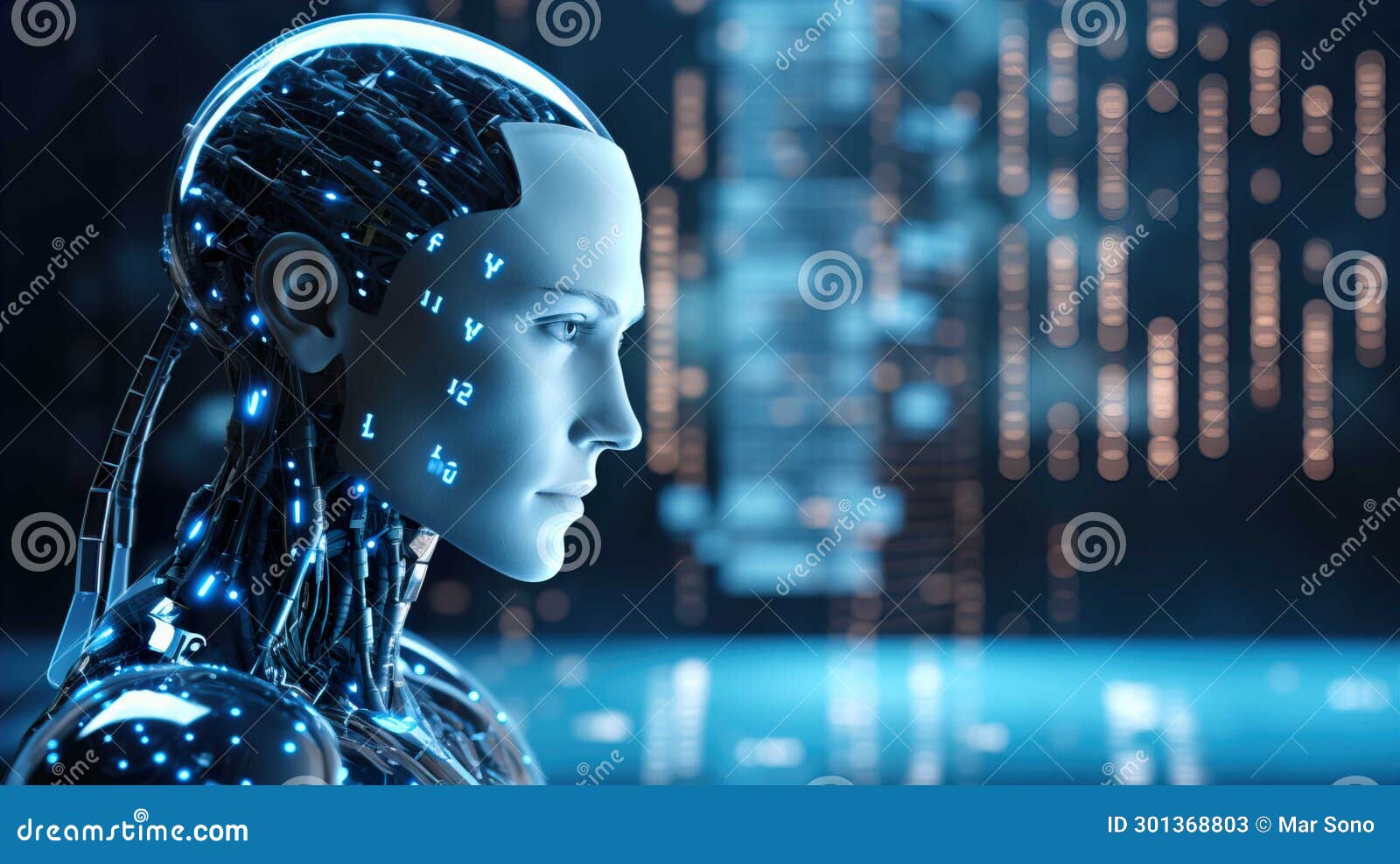 Artificial Intelligence Robot and Binary ,Hologram of the Artificial ... Artificial Intelligence Robot and Binary ,Hologram of the Artificial ...