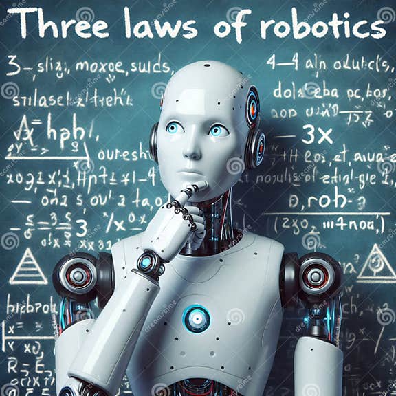 Artificial Intelligence Robot Blackboard Formulas Equations Thinking ...