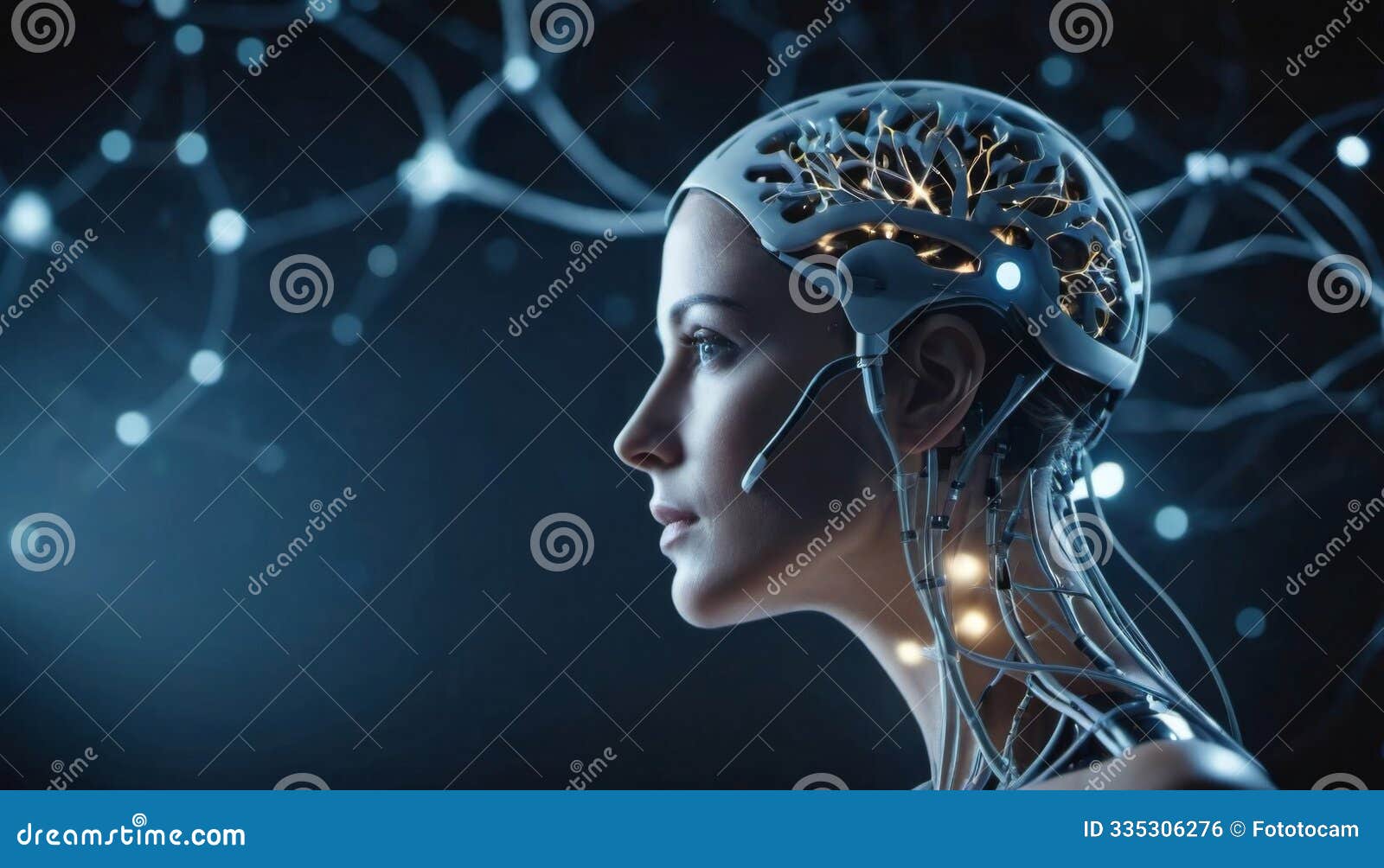 Artificial Intelligence Robot Brain on Dark Background. Genetative Ai ...