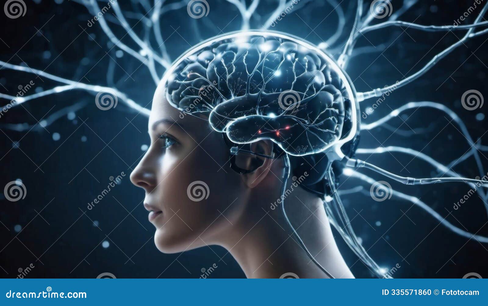 Artificial Intelligence Robot Brain on Dark Background. Genetative Ai ...