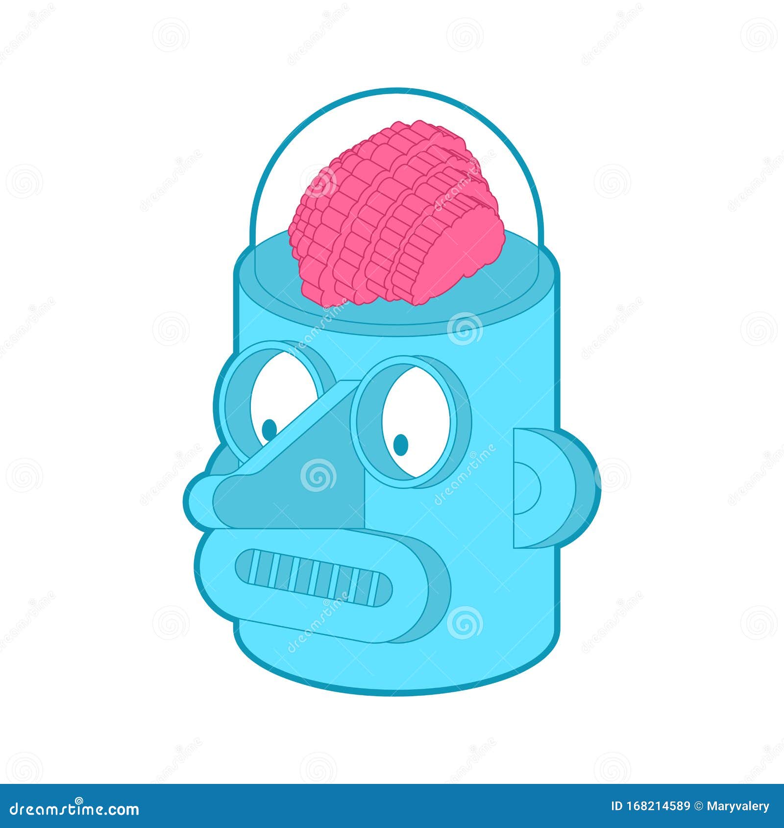 Artificial Intelligence. Robot With Brain. Retro Robot Head Amd Brains ...
