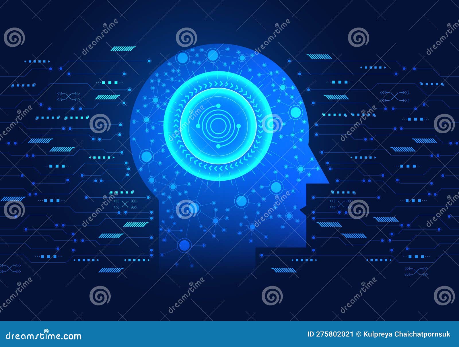 Artificial Intelligence Robot Built-in Technology Circle it Represents ...