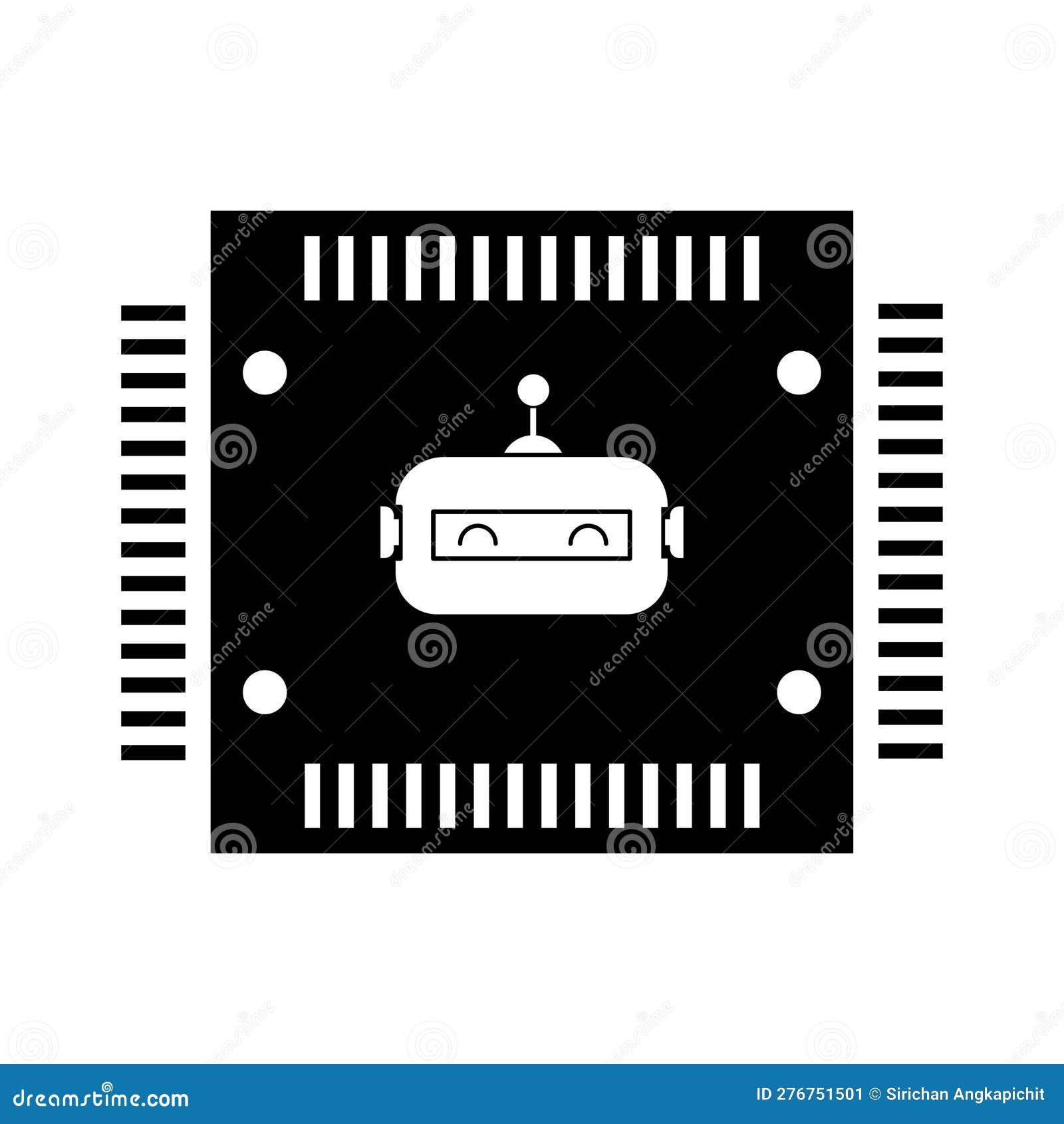 Artificial Intelligence Robot and Chip Icon Stock Vector - Illustration ...