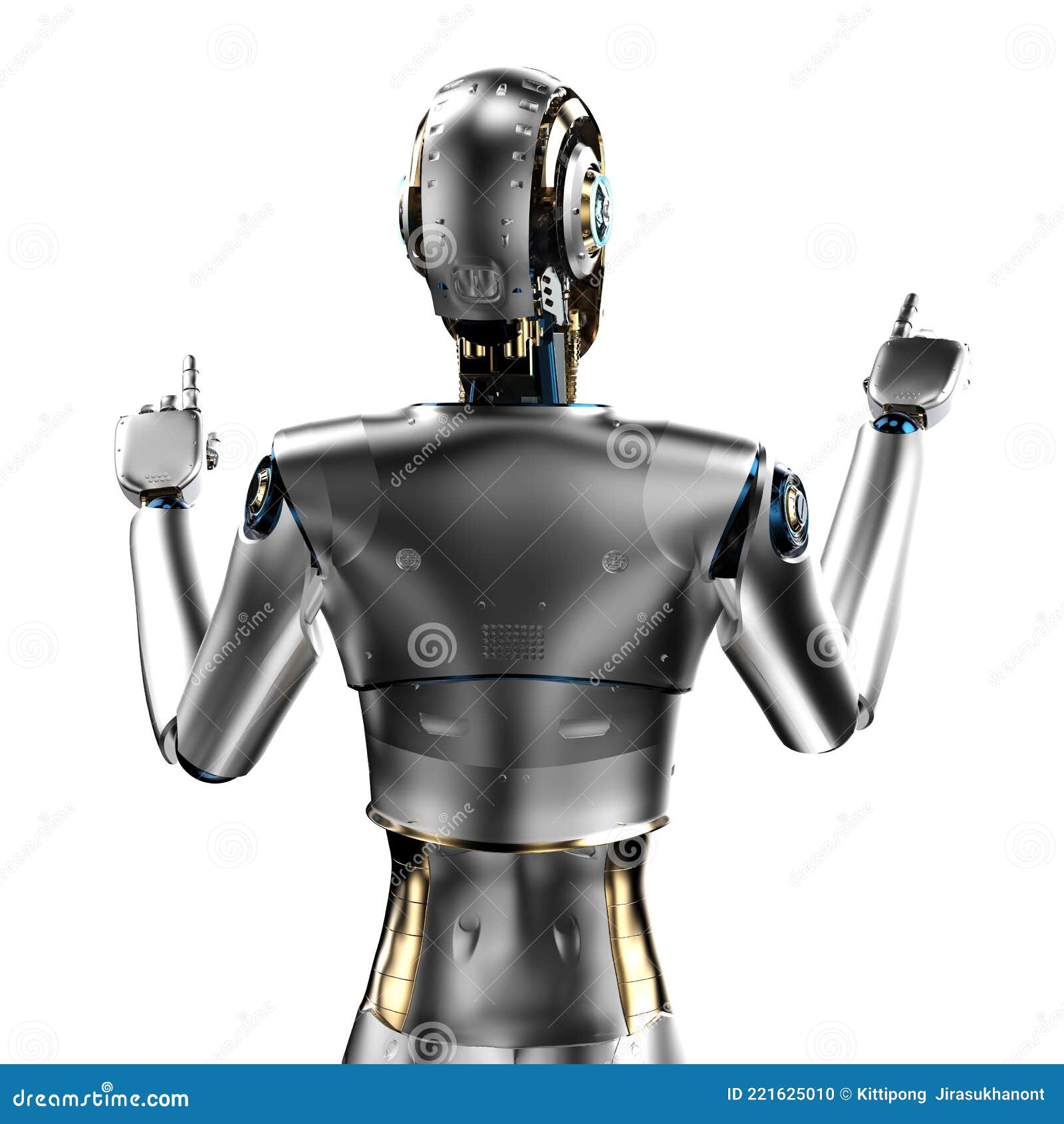 Artificial Intelligence Robot or Cyborg Finger Point Stock Illustration ...