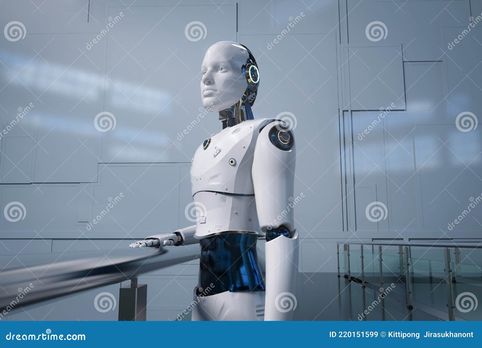 Artificial Intelligence Robot or Cyborg Look Forward Stock Illustration ...