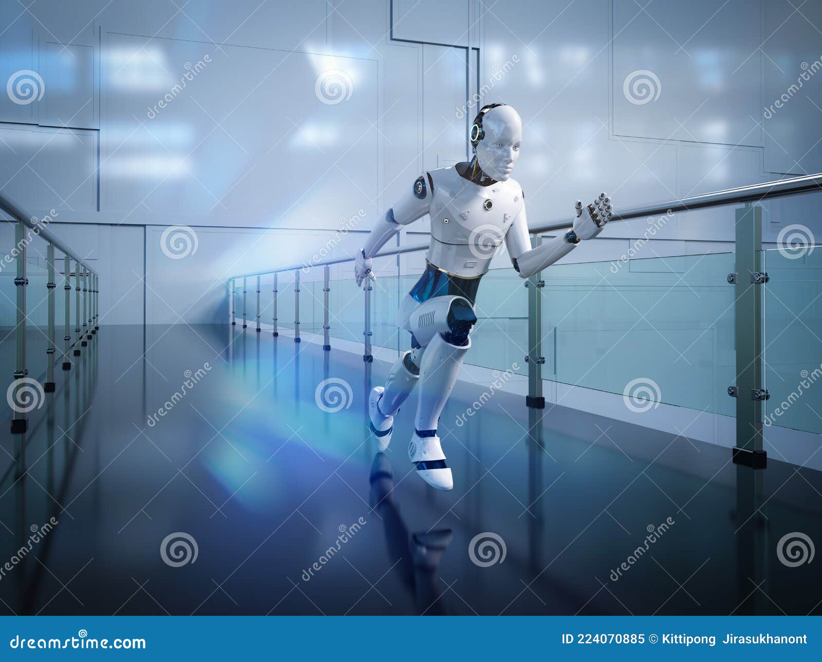 Artificial Intelligence Robot or Cyborg Move Stock Illustration ...
