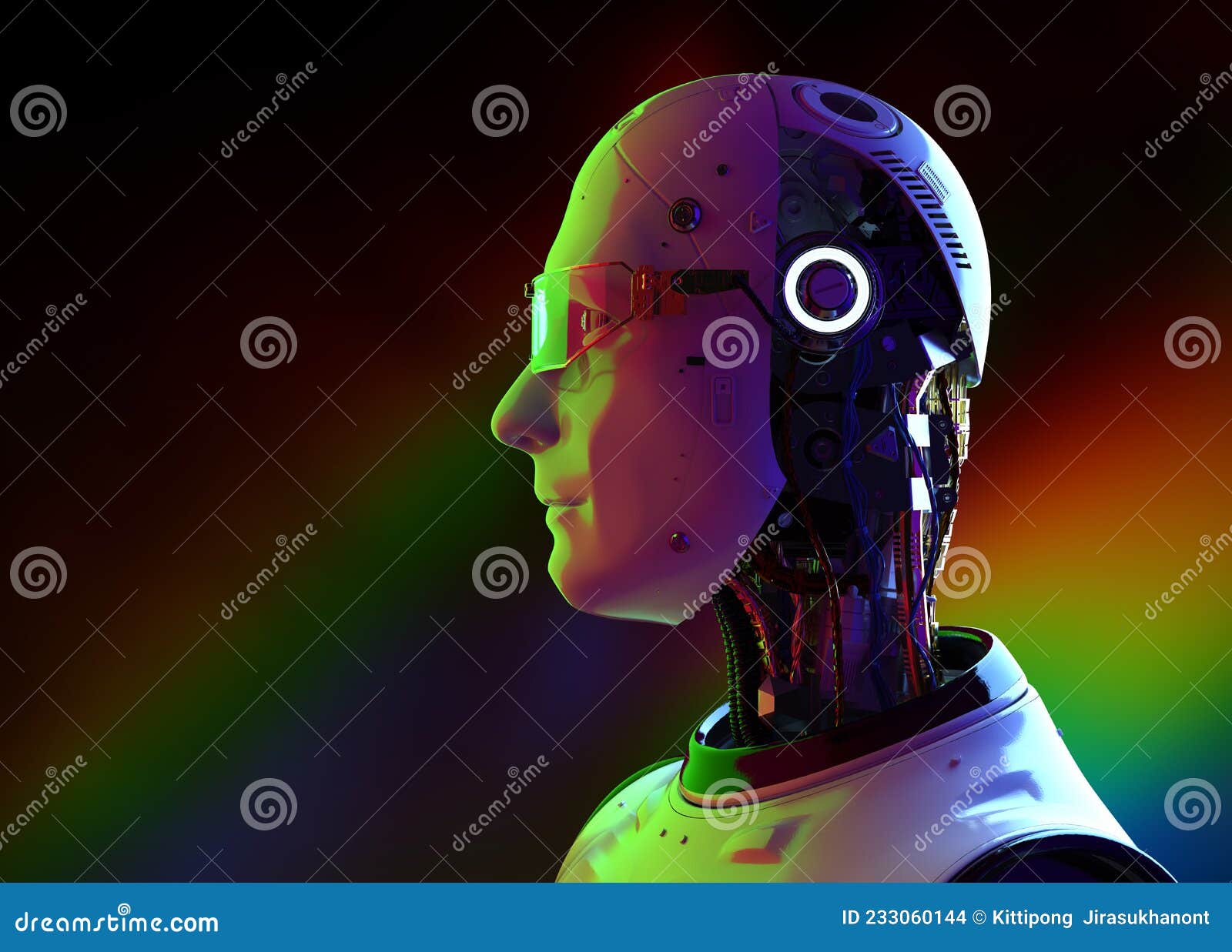 Artificial Intelligence Robot or Cyborg Portrait Stock Illustration ...