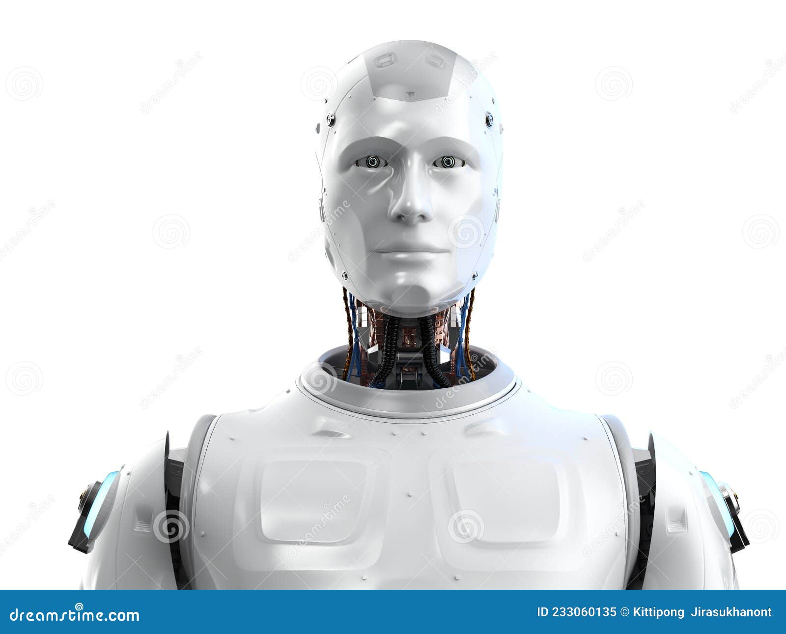 Artificial Intelligence Robot or Cyborg Portrait Stock Illustration ...