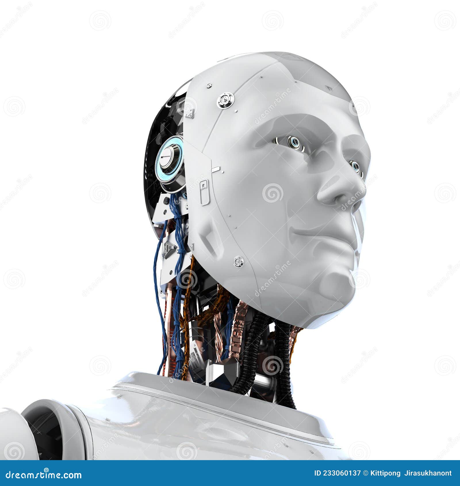 Artificial Intelligence Robot or Cyborg Portrait Stock Illustration ...