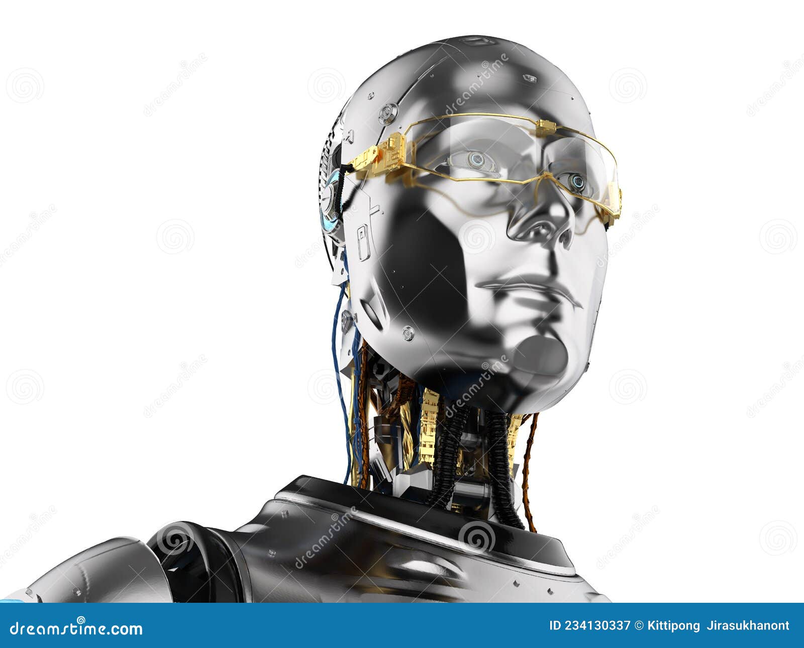 Artificial Intelligence Robot or Cyborg Portrait Stock Illustration ...