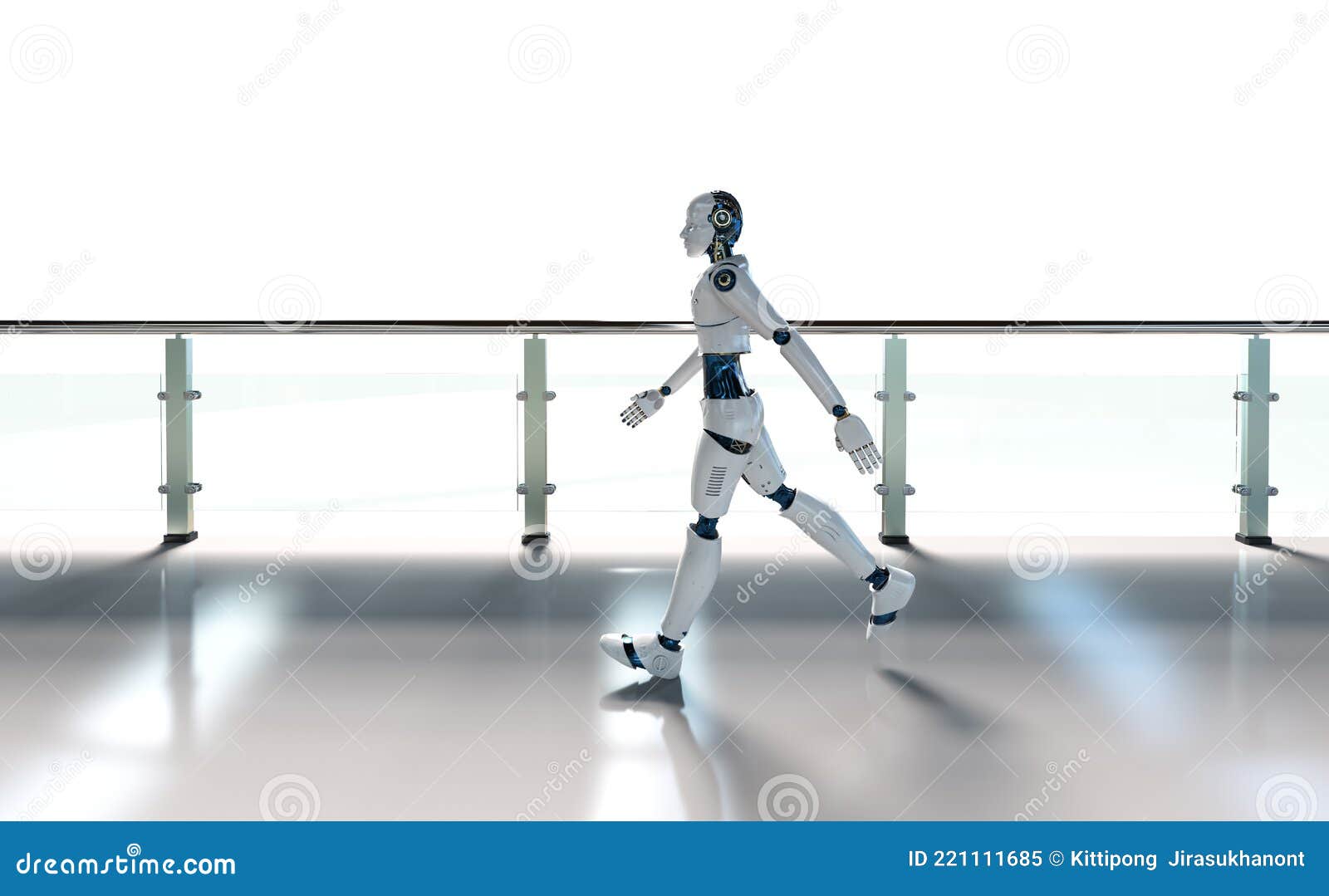 Artificial Intelligence Robot or Cyborg Walk Stock Illustration ...