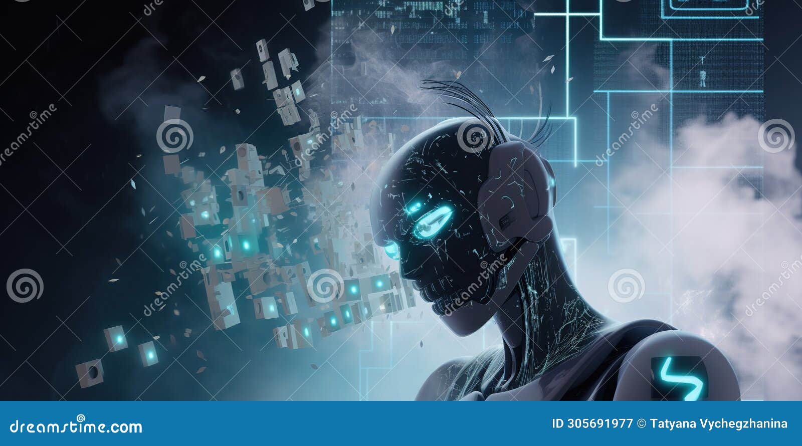 Artificial Intelligence Robot on a Digital Background Stock ...