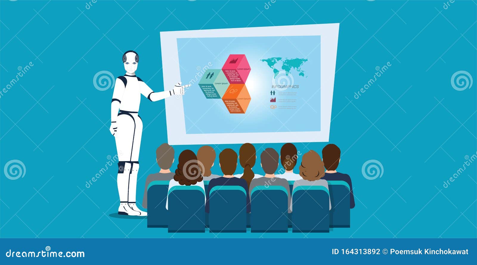 Artificial Intelligence Robot Explaining Presentation on Board To ...