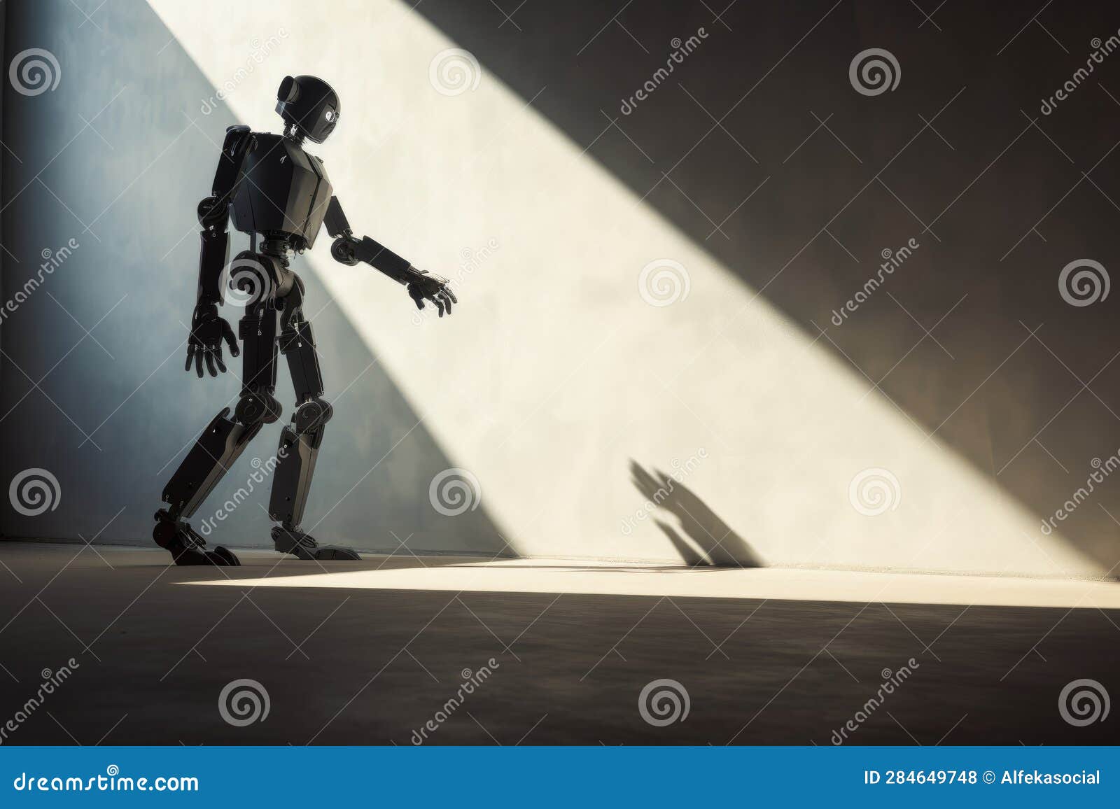 Humanoid Robot Reaching for Its Shadow Stock Illustration ...