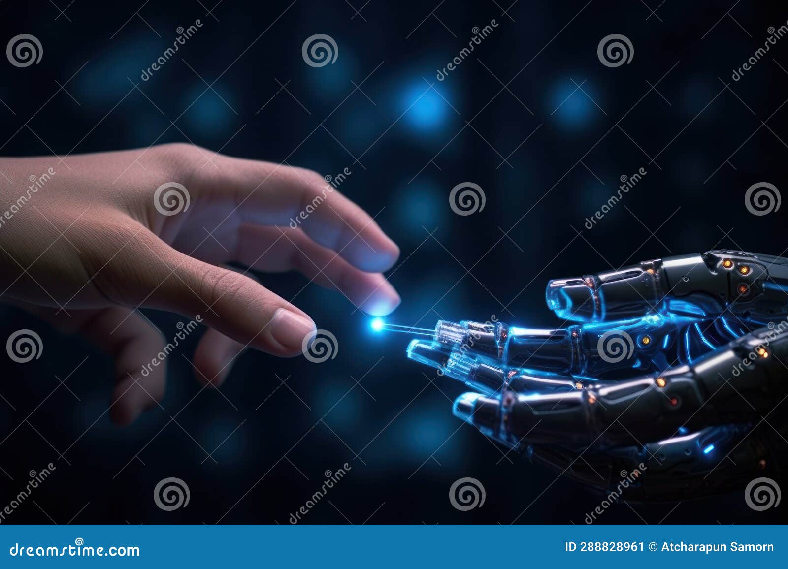 Artificial Intelligence Robot Finger Touching To Human Finger ...