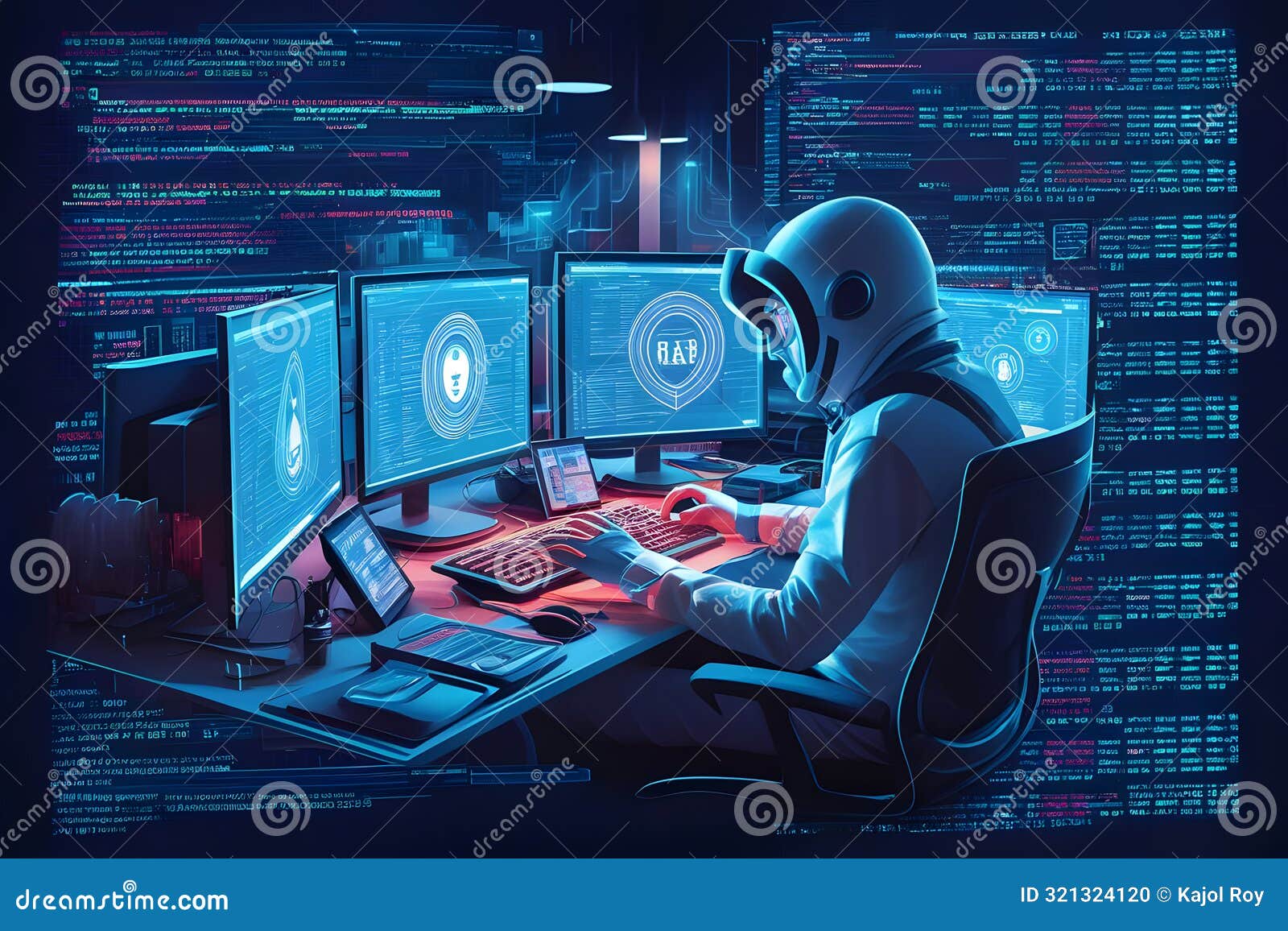 Artificial Intelligence Robot Generate Code Stock Illustration ...