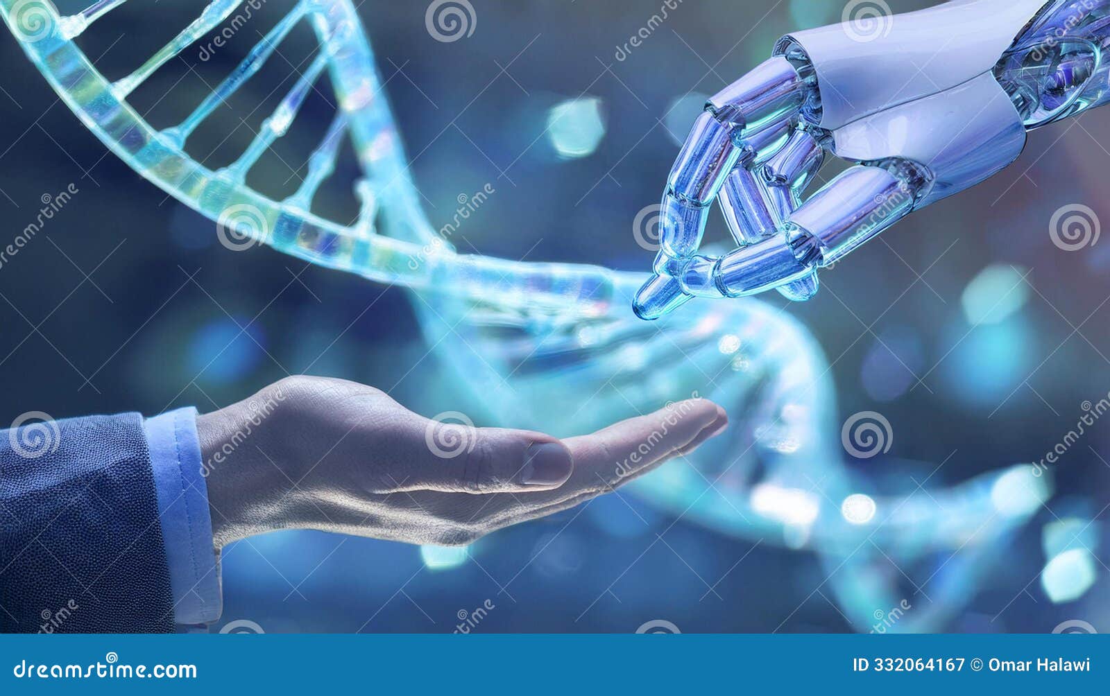 Artificial Intelligence Robot Hand Modify, Change and Improve DNA Stock ...