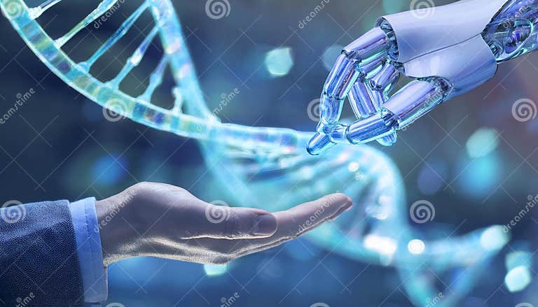 Artificial Intelligence Robot Hand Modify, Change and Improve DNA Stock ...