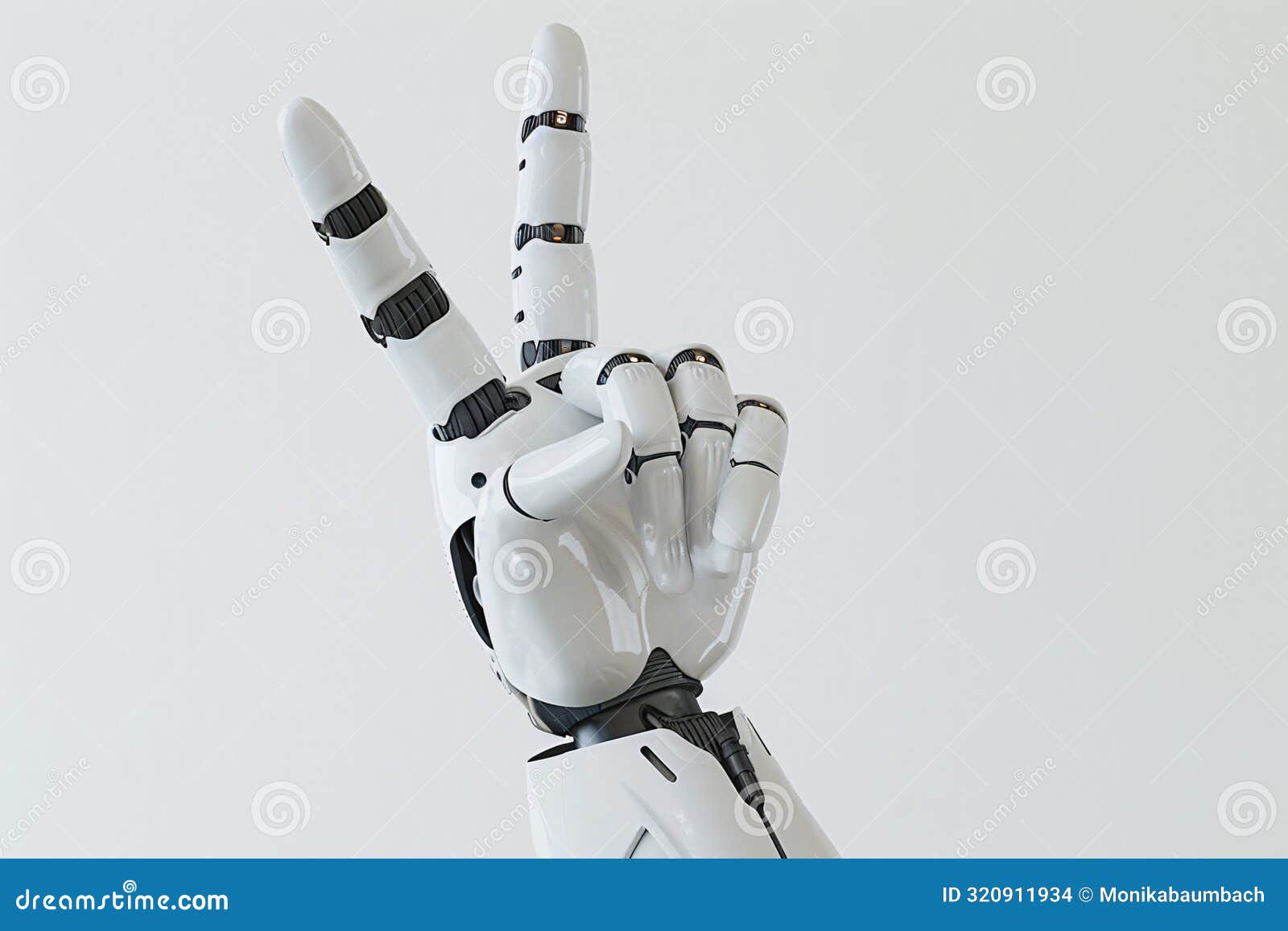 Artificial Intelligence Robot Hand Showing Peace Sign Stock ...