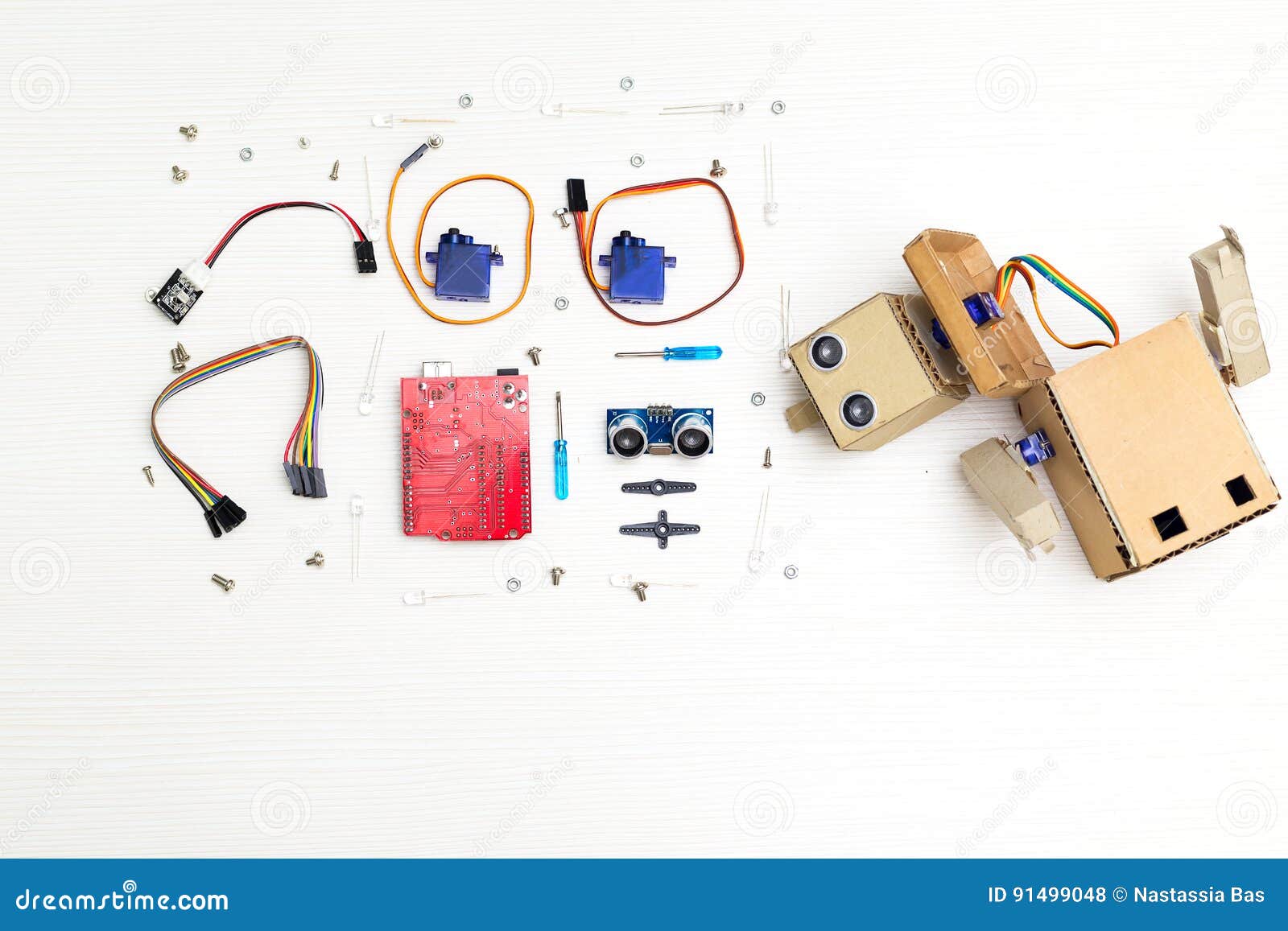 Artificial Intelligence. Robot with Hands and Robotics Parts and Stock ...