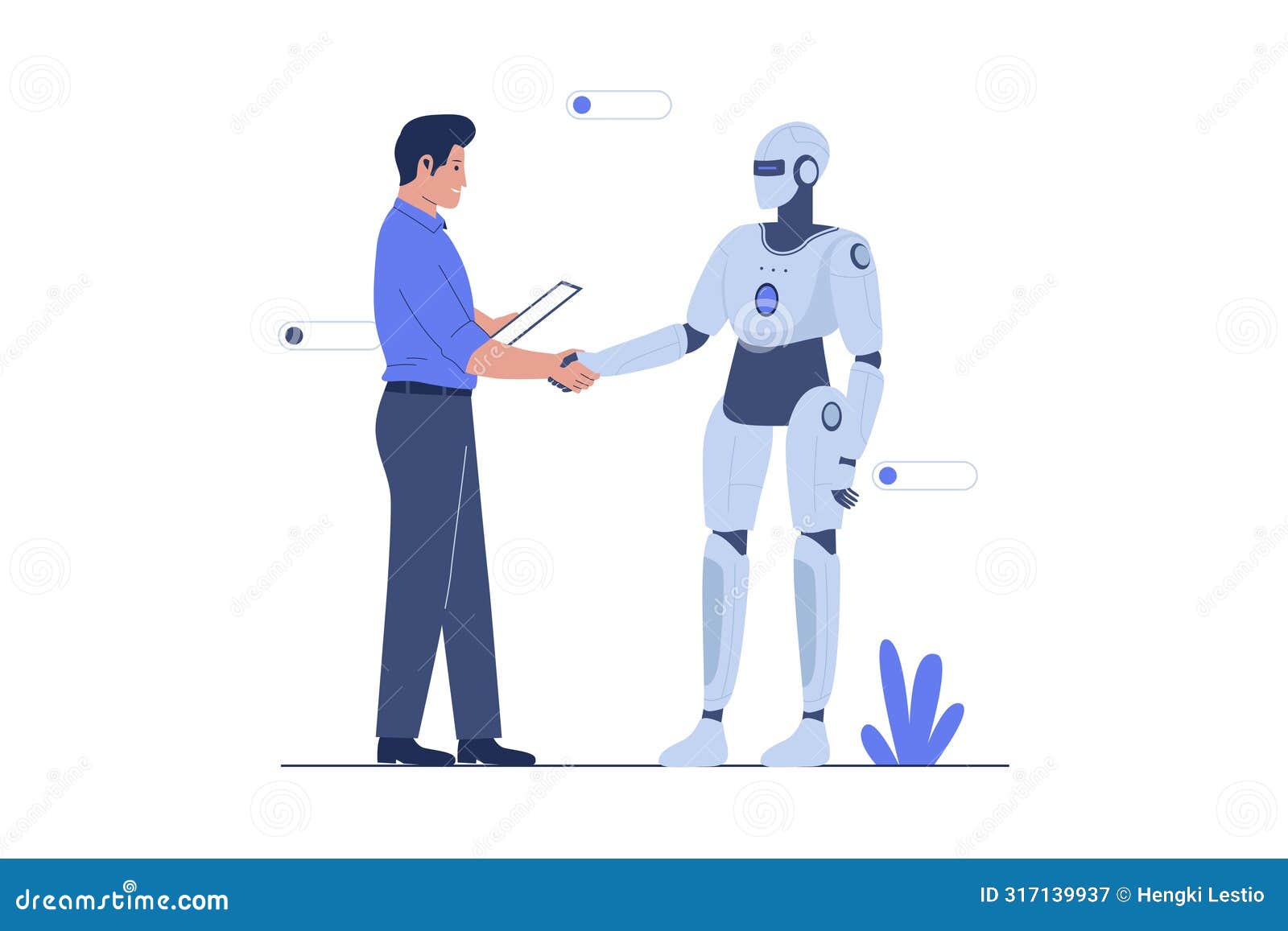 Artificial Intelligence Robot Handshake with Human Stock Vector ...
