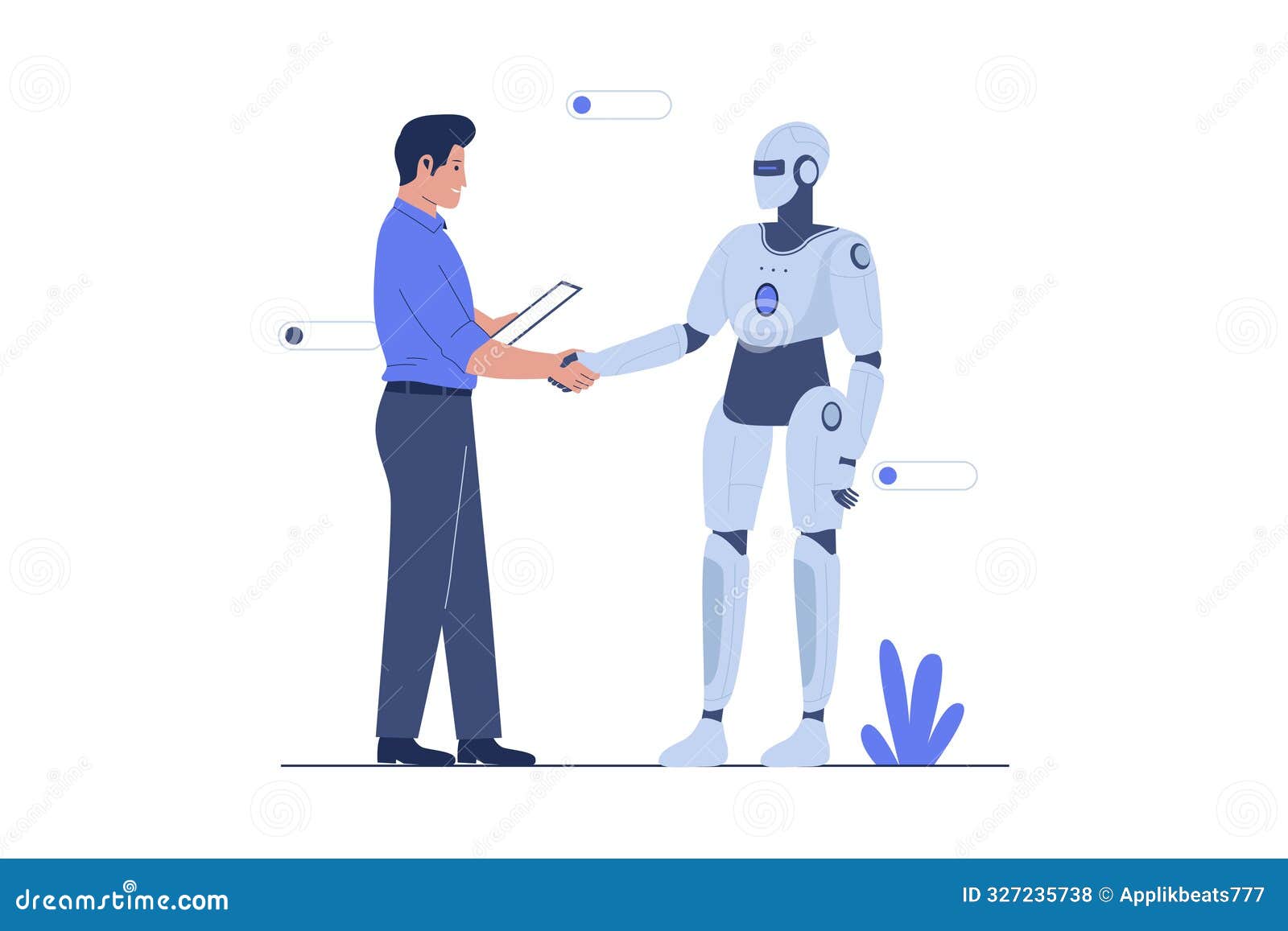 Artificial Intelligence Robot Handshake with Human Stock Vector ...