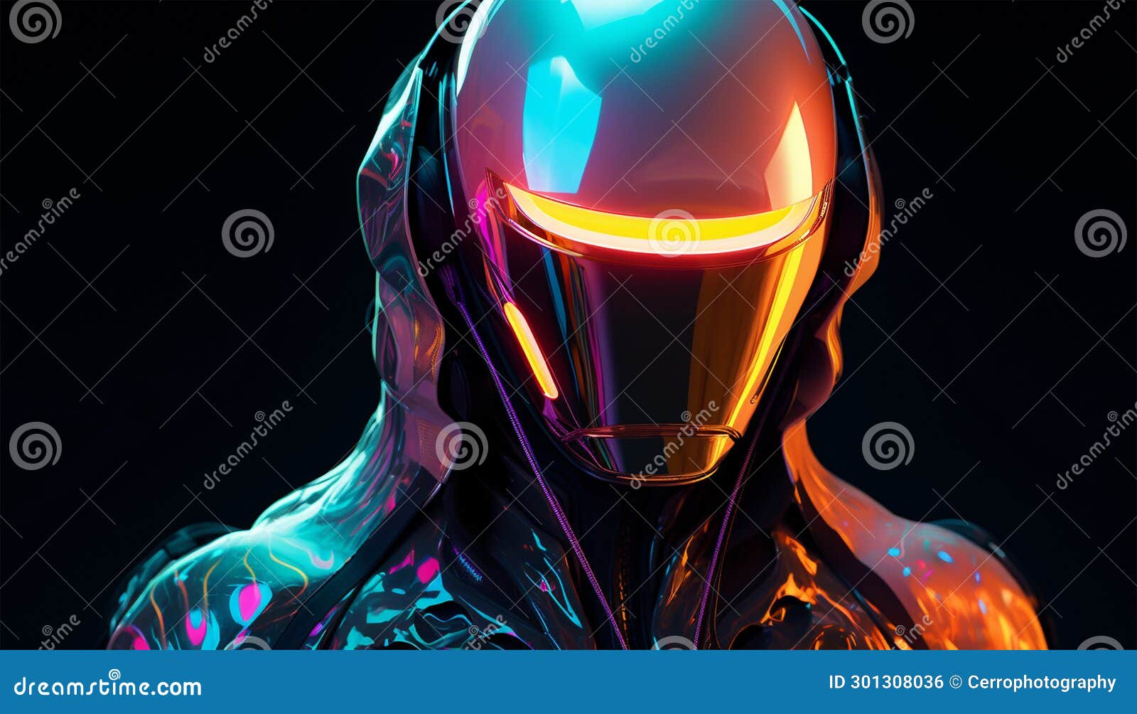 Artificial Intelligence or Robot with Human Face. AI with Cyber Body in ...