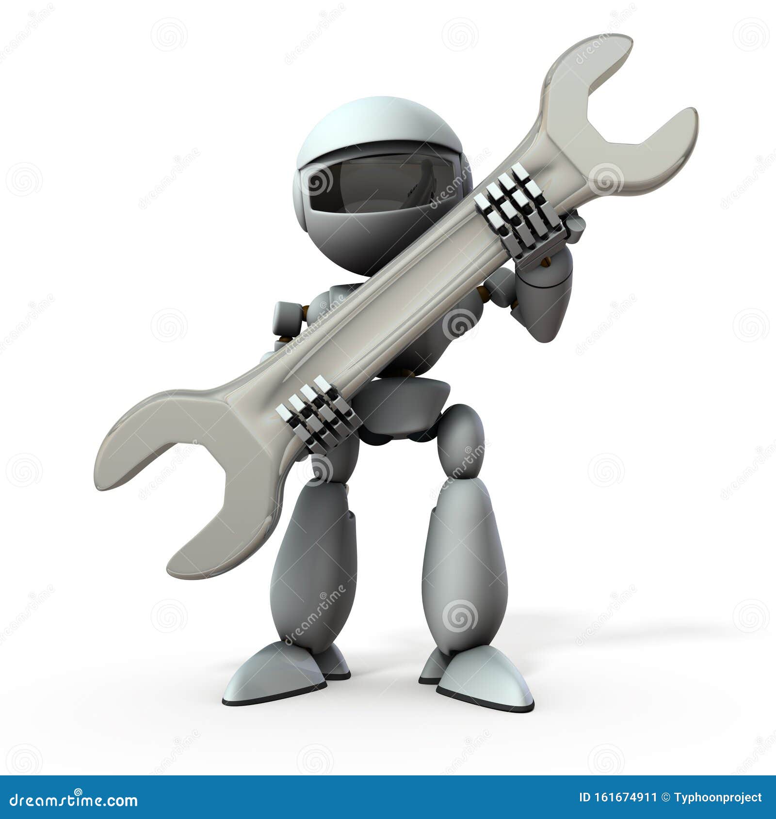 An Artificial Intelligence Robot with a Large Wrench. Stock ...