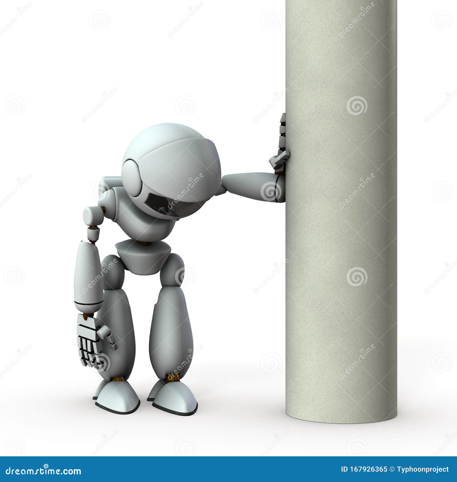 An Artificial Intelligence Robot that Leans on Pillars. Stock ...