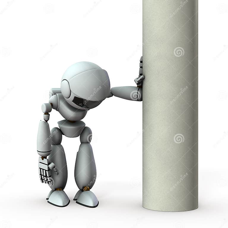 An Artificial Intelligence Robot that Leans on Pillars. Stock ...