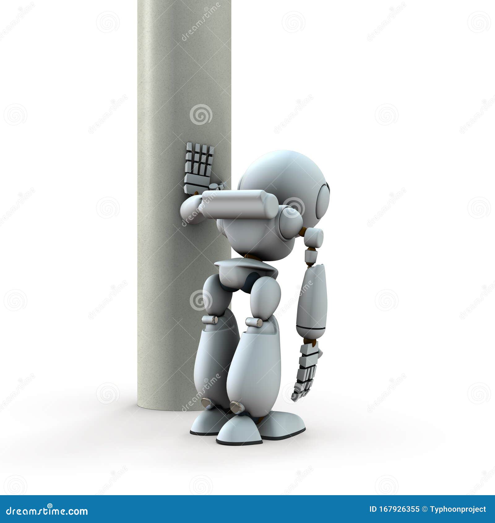 An Artificial Intelligence Robot that Leans on Pillars. Stock ...