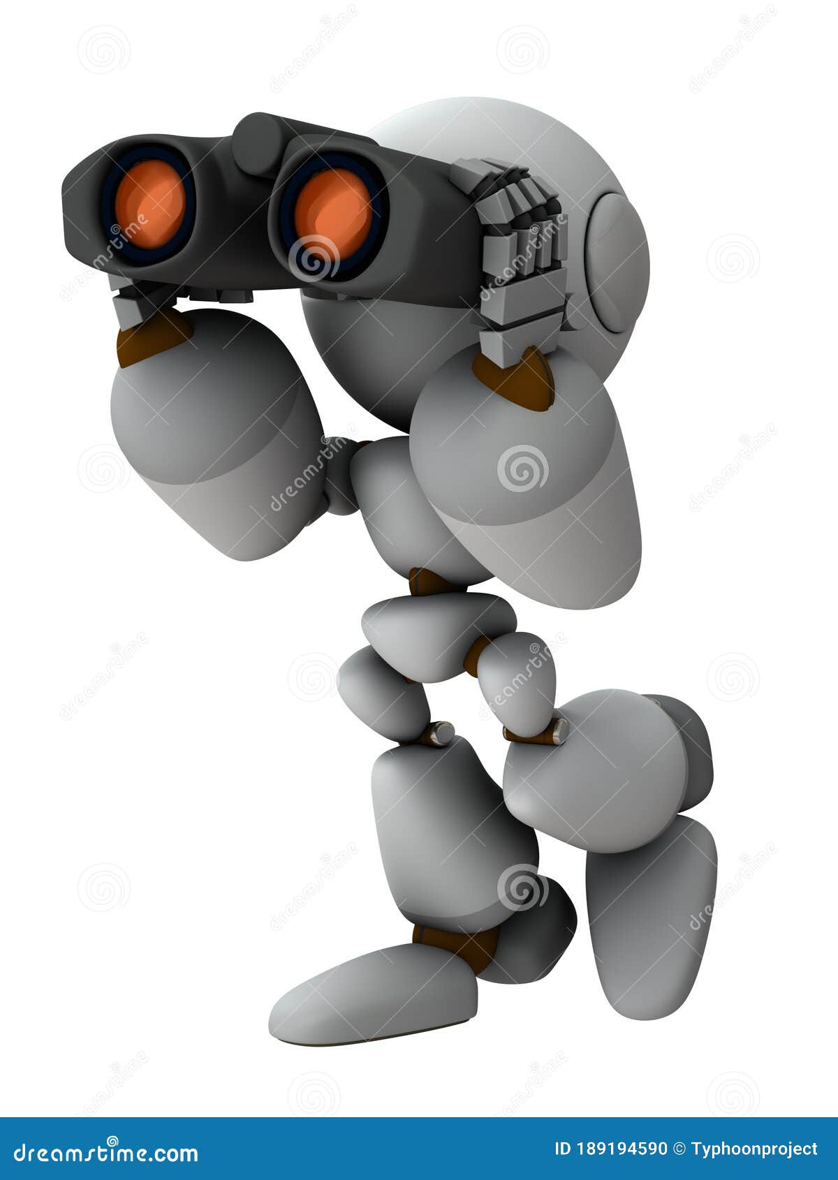 An Artificial Intelligence Robot that Looks through Binoculars. Stock ...